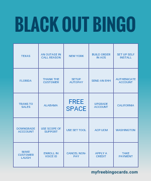 BLACK OUT BINGO