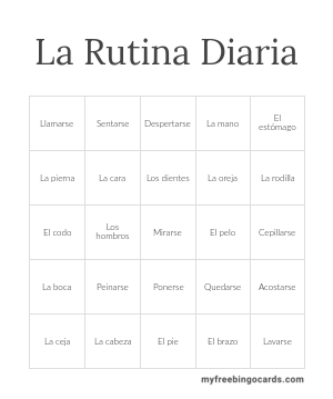 La Rutina Diaria Bingo