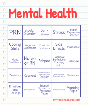 Mental Health Bingo
