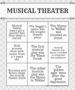 MUSICAL THEATER BINGO