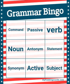 Print 100+ Grammar Bingo Cards