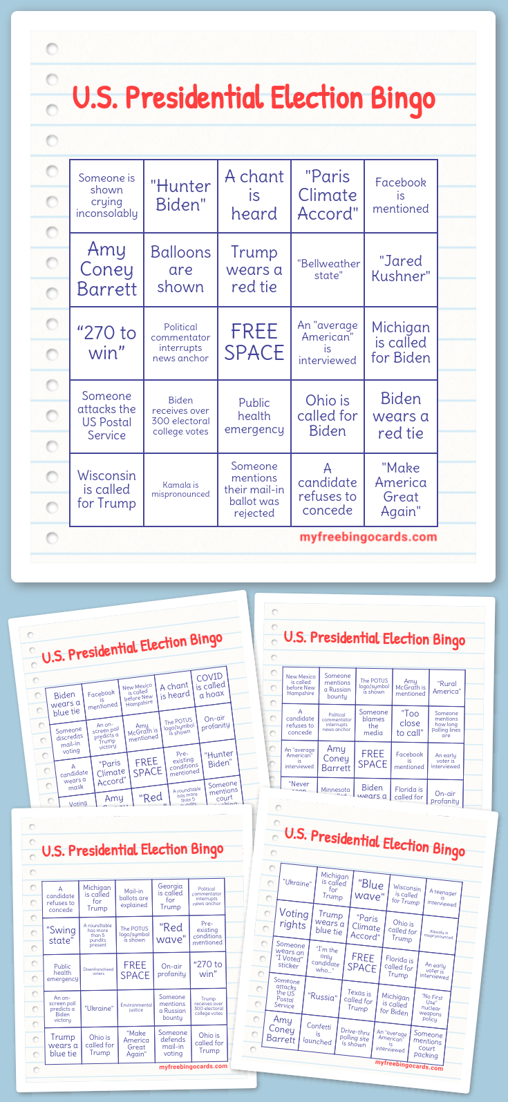 Virtual U.S. Presidential Election Bingo