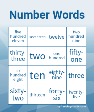 Number Words Bingo