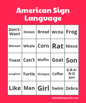 American Sign Language Bingo