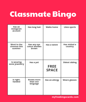 Classmate Bingo