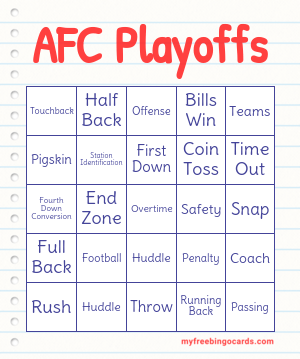AFC Playoffs Bingo