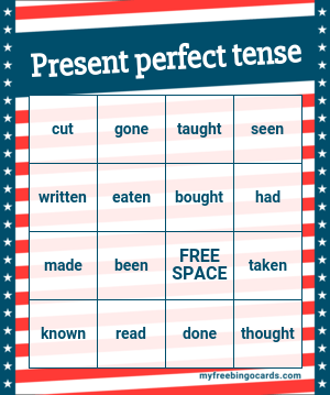 Present perfect tense Bingo