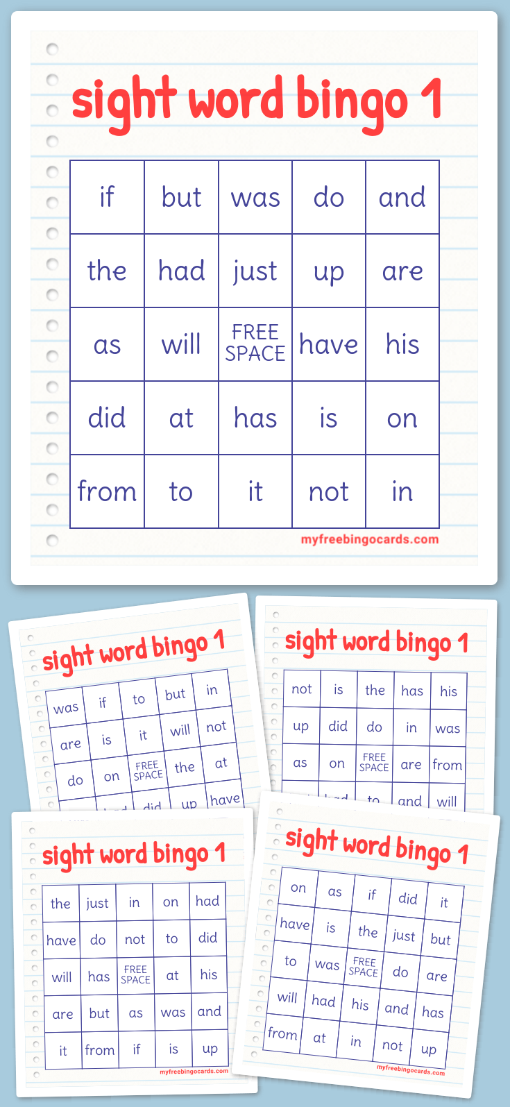 Virtual sight word bingo 1