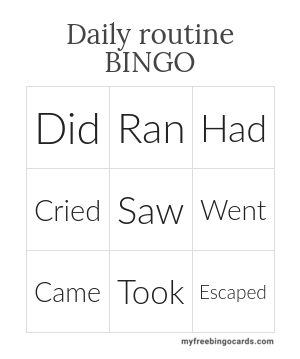 Daily routine BINGO
