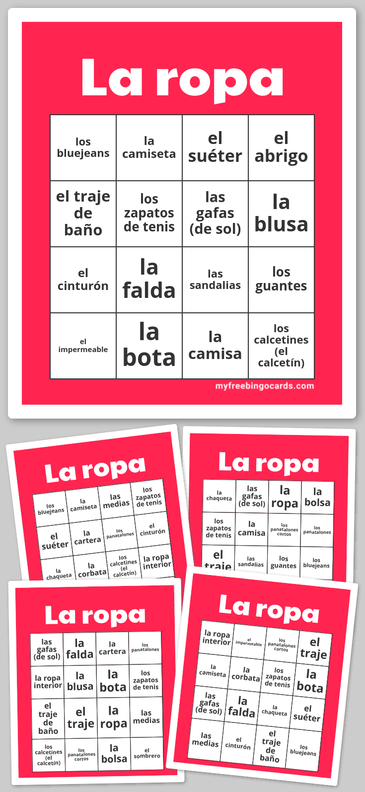 Virtual La ropa Bingo