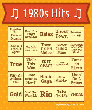 1980s Hits ♫ Bingo