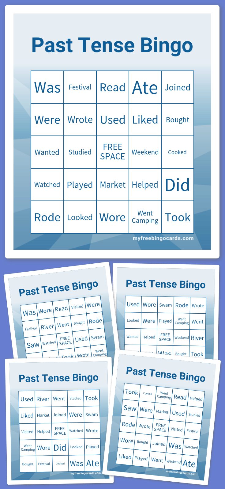 Virtual Past Tense Bingo
