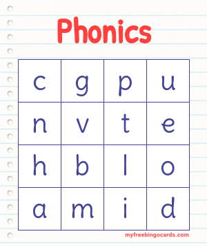 Print 100+ Phonics Bingo Cards