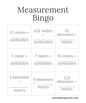 Measurement Bingo