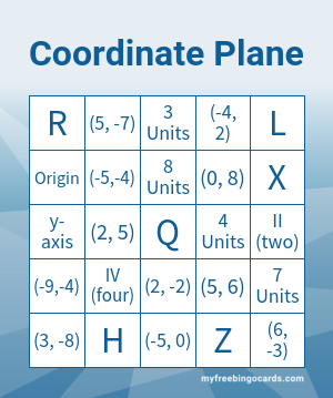 Coordinate Plane Bingo