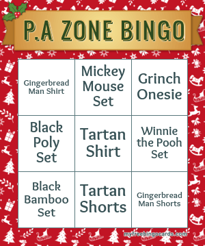 P.A ZONE BINGO