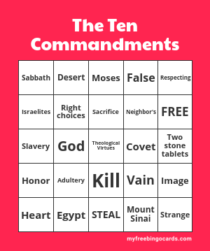 The Ten Commandments Bingo
