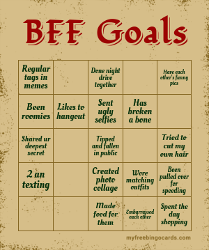 BFF Goals Bingo