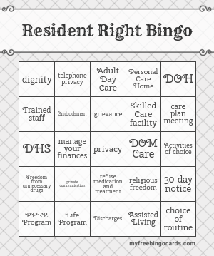Resident Right Bingo