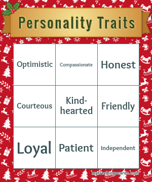 Personality Traits Bingo