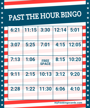 PAST THE HOUR BINGO