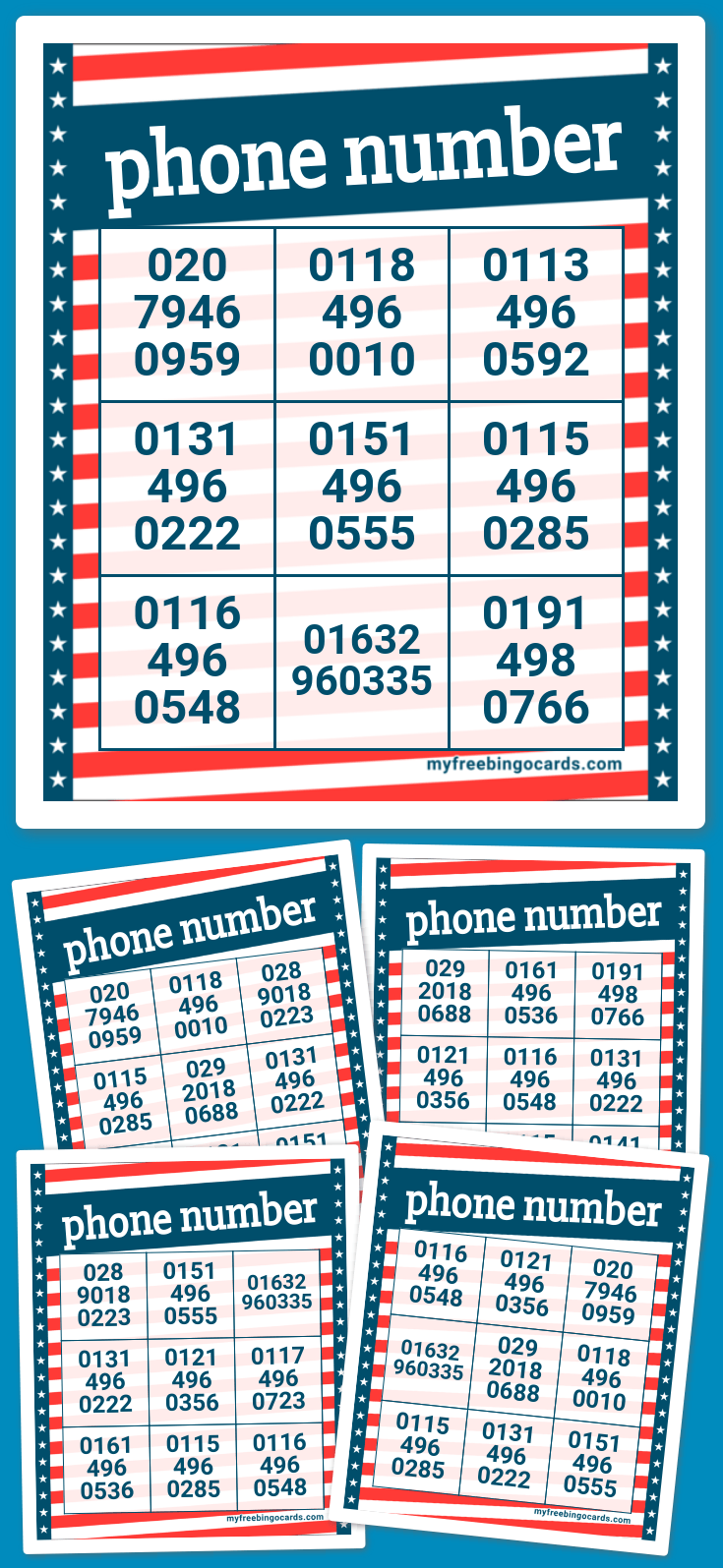 Virtual phone number bingo