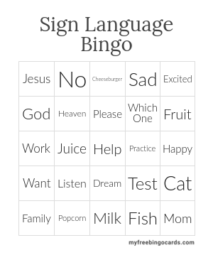 Sign Language Bingo