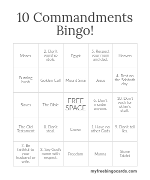 10 Commandments Bingo!