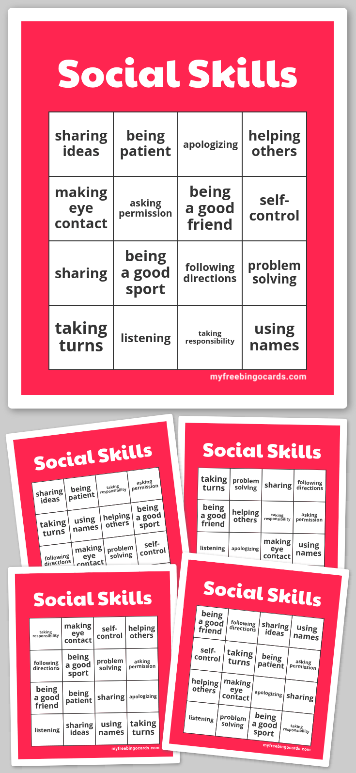 Virtual Social Skills Bingo