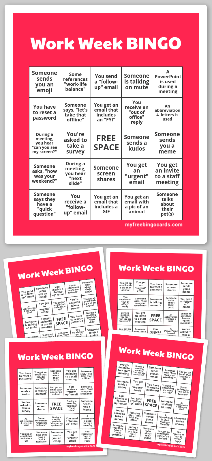 Virtual Work Week BINGO