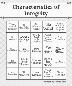 Characteristics of Integrity Bingo