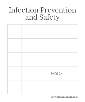 Infection Prevention and Safety Bingo