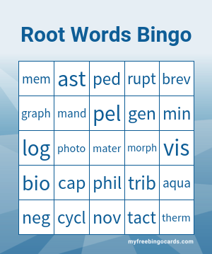 Root Words Bingo