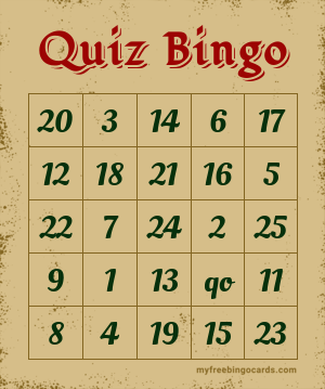 Print 100+ Quiz Bingo Cards