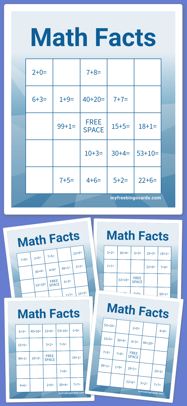Virtual Math Facts Bingo