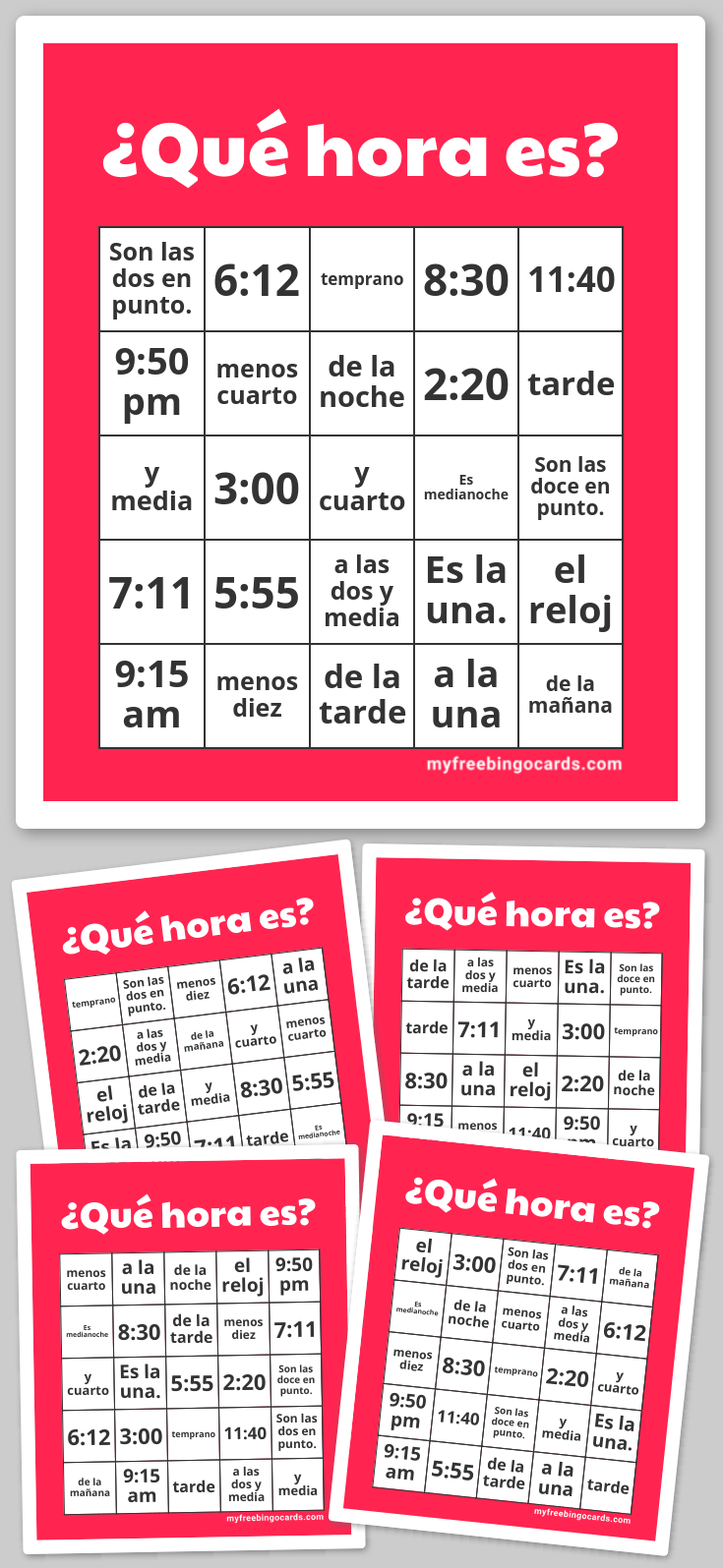 Virtual ¿Qué hora es? Bingo