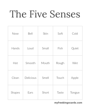 The Five Senses Bingo