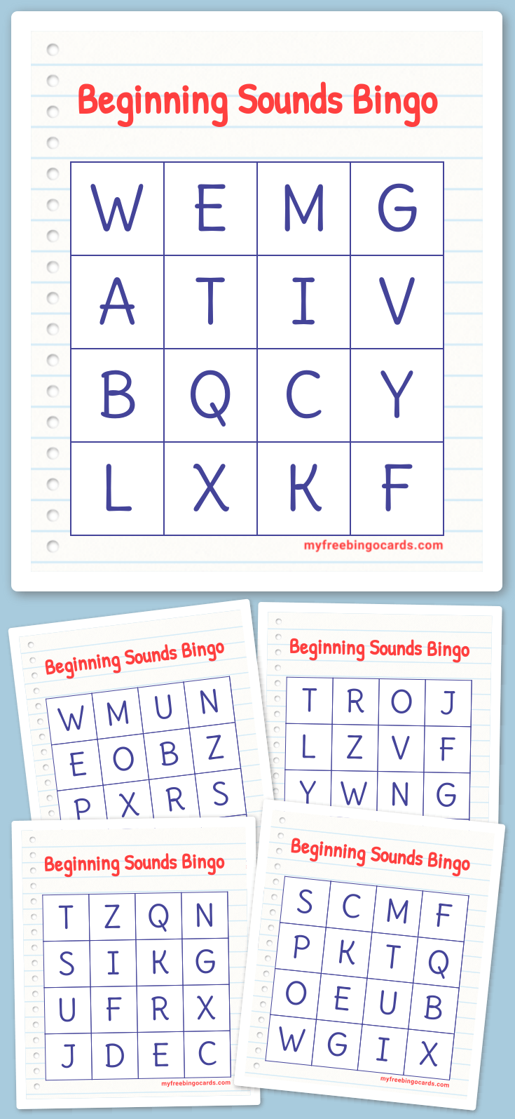 Virtual Beginning Sounds Bingo