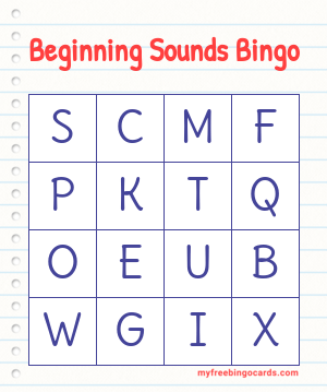 Beginning Sounds Bingo