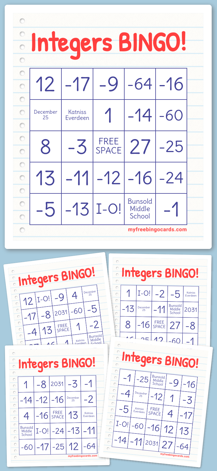 Virtual Integers BINGO!