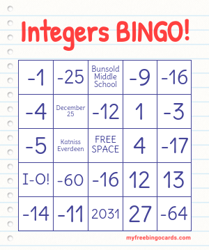 Print 100+ Integers BINGO! Cards