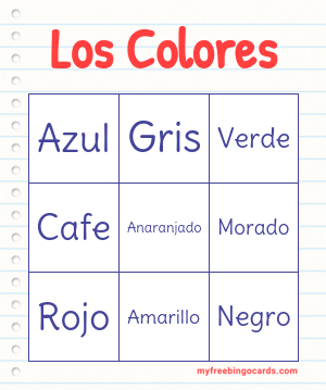 Los Colores Bingo