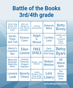 Battle of the Books 3rd/4th grade Bingo