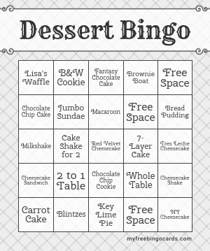 Dessert Bingo
