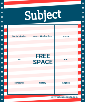 Subject Bingo