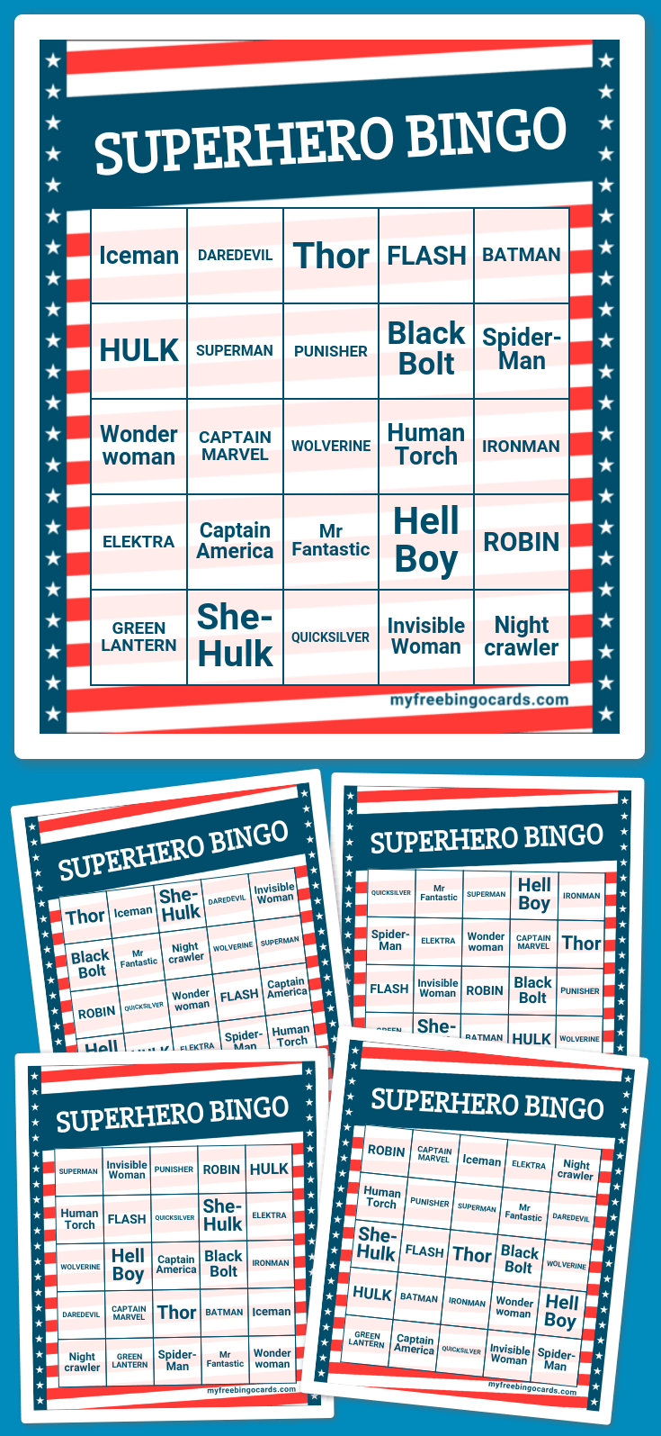 Virtual SUPERHERO BINGO