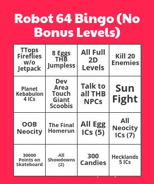 Print 100+ Robot 64 Bingo (No Bonus Levels) Cards