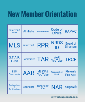 New Member Orientation Bingo