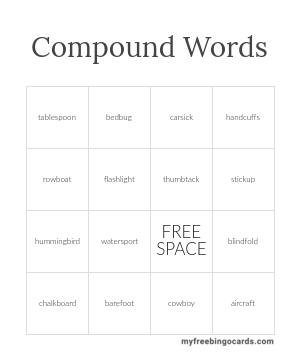 Compound Words Bingo