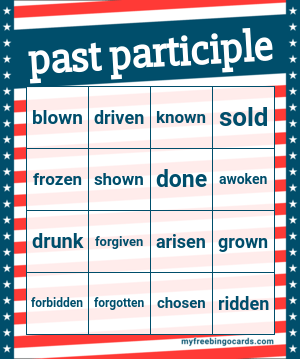 past participle bingo